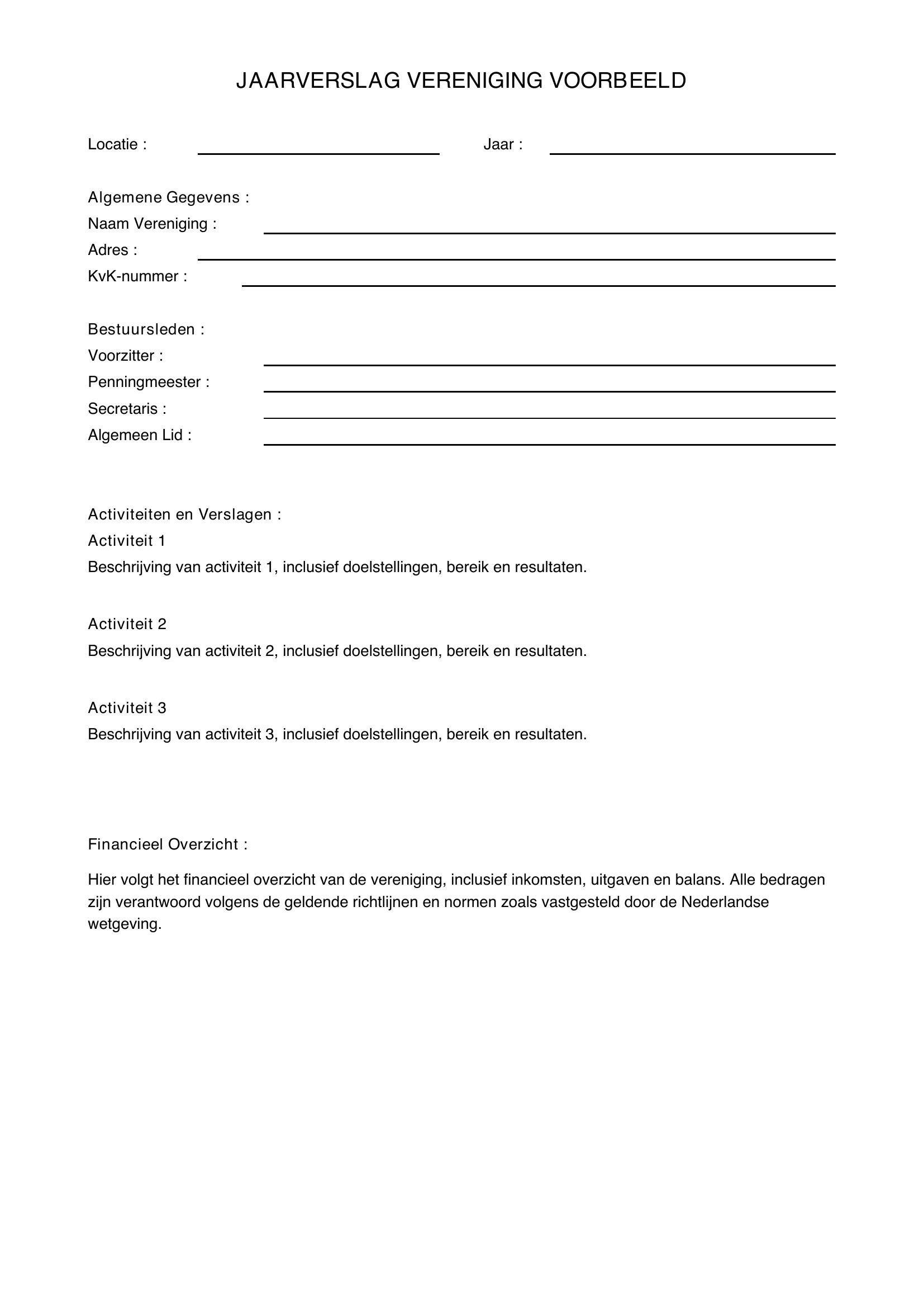 Bestuursverslag Voorbeeld