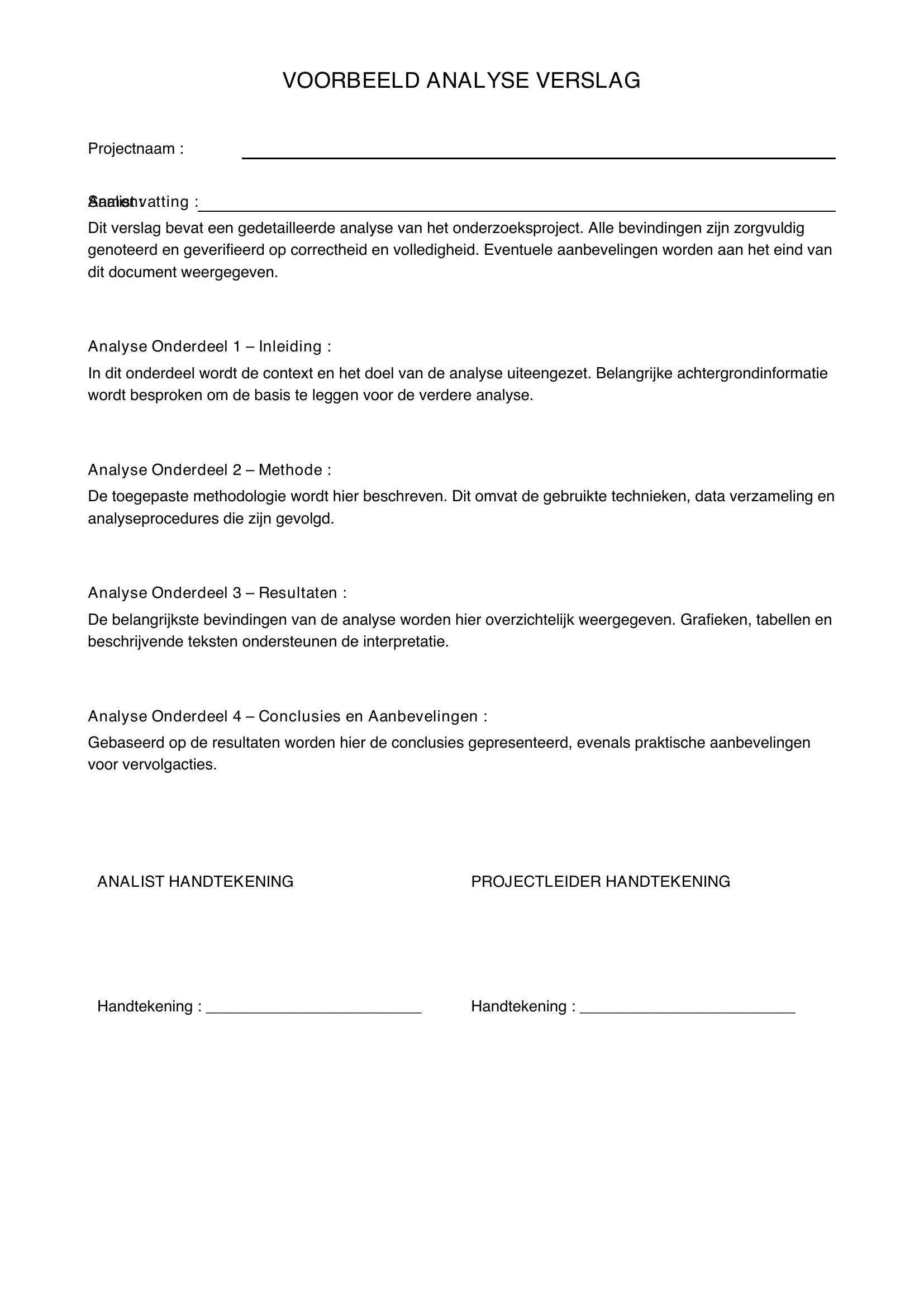 Voorbeeld Analyse Verslag